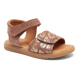 Sandale bisgaard "andrea Weite: normal", Mädchen, Gr. 27, champagne taupe, Leder, gemustert, metallic, festlich, Schuhe, Festtagsschuh, Mädchen Schuh mit Klett, Größenschablone zum Download