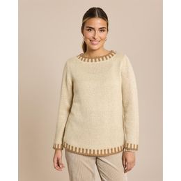 Fiora Blue Grobstrick-Pullover mit Kontrast