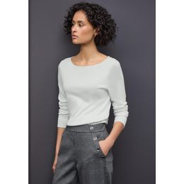 Langarmshirt Street One "Style Lanea", Damen, Gr. 38, pelican grau, Jersey, Obermaterial: 50% Baumwolle, 50% Modal. Futter: 100% Baumwolle, unifarben, regular fit normal, U-Boot-Ausschnitt, angesetztes Bündchen, Shirts, mit U-Boot Ausschnitt