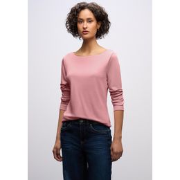 Langarmshirt Street One "Style Lanea", Damen, Gr. 38, powder pink, Jersey, Obermaterial: 50% Baumwolle, 50% Modal. Futter: 100% Baumwolle, unifarben, regular fit normal, U-Boot-Ausschnitt, angesetztes Bündchen, Shirts, mit U-Boot Ausschnitt