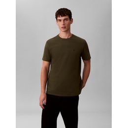 T-Shirt Calvin Klein Jeans "CLASSIC MONOGRAM", Herren, Gr. L, fatigue, Single Jersey, Obermaterial: 100% Baumwolle, unifarben, regular fit normal, Rundhals, eingesetzt abgesteppte Kante, Shirts, regular fit, Rundhalsausschnitt