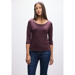 3/4-Arm-Shirt Street One "Style Pania", Damen, Gr. 38, jazz berry, Jersey, Obermaterial: 50% Baumwolle, 50% Modal. Futter: 100% Baumwolle, unifarben, slim fit hüftlang, Rundhals, abgesteppt, Shirts, im Basic-Style, mit Rundhals