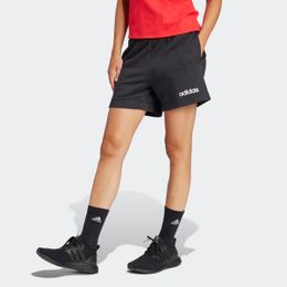 Shorts adidas Sportswear "W LIN FT SHO", Damen, Gr. XL, N-Gr, schwarz-weiß (schwarz, weiß), Obermaterial: 55% Baumwolle, 36% Polyester, 9% Viskose, Hosen, Mitelhoher Bund mit Kordelzug, aus weichem French Terry