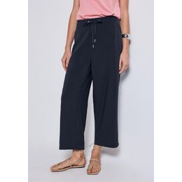 Stoffhose Street One "Style Emee", Damen, Gr. 36, Länge 26, tiefblau, Web, Obermaterial: 100% Viskose, unifarben, normal 7/8-Länge, Hosen, Sommerhose mit elastischem Bund mit Tunnelzug
