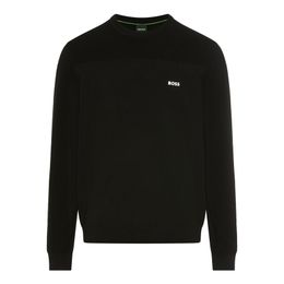 Strickpullover BOSS Green "KN Momentum-X CN", Herren, Gr. L, schwarz001, Strick, Obermaterial: 48% Polyester, 39% Schurwolle, 11% Polyamid, 2% Elasthan, unifarben, regular fit normal, Rundhals, Bündchen, Pullover, Rundhalsausschnitt, Regular Fit, kontrast HD-Logo