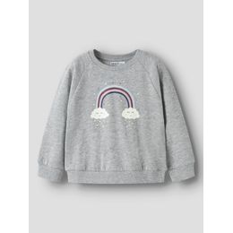 name it Jungen Sweatshirt "NMFVENUS LS NREG SWEAT BRU"grau melange print:rainbow clouds, Gr. 98, bedruckt, Sweatware, Obermaterial: 100% Baumwolle,