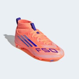 Fußballschuh adidas Performance "F50 LEAGUE KUNSTRASEN NEUERER GENERATION, HART- UND ASCHENPLÄTZE E KIN", Mädchen, Gr. 38, beam orange, lucid blau, cloud weiß, Synthetik, Textil, Schuhe, geeignet für Rasen- und Kunstrasenplätze