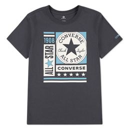 T-Shirt Converse "CNVB CTP BLOCKS LOGO TEE", Mädchen, Gr. 164/170 (176), schwarz matter, Obermaterial: 60% Baumwolle, 40% Polyester, Shirts, für Kinder