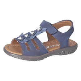 Sandalette Ricosta "Clara WMS: mittel", Mädchen, Gr. 26, blau, Lederimitat, geblümt, festlich, Schuhe, Sandale mit Klett, WMS-System, Leder, Größenschablone zum Download