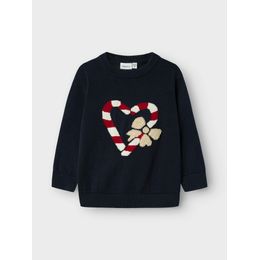 Weihnachtspullover name it "NMFREAMO LS KNIT", Jungen, Gr. 104, navy blazer, Strick, Obermaterial: 100% Baumwolle, Rundhals, Pullover