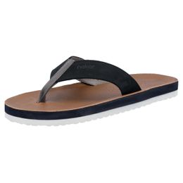 Zehentrenner Rieker, Herren, Gr. 40, blau (nachtblau), Nubukleder, unifarben, Schuhe Zehentrenner, Sommerschuh, Strandschuh, Badeschuh, Poolslide mit Zehensteg