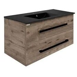 SAT Cube Way Badezimmerschrank mit Waschbecken 100x47,5x46 cm Wellington Eiche matt CUBE46C1002DWMODC