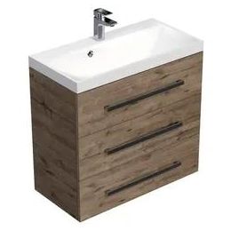 SAT Cube Way Badezimmerschrank mit Waschbecken 80x76,5x40 cm Wellington Eiche CUBE2803DW