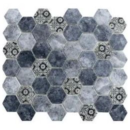 Premium Mosaic Glasmosaik azul 28x32 cm matt PATCHWORK45AZ
