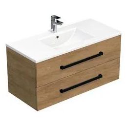 SAT Cube Way Badezimmerschrank mit Waschbecken 100x47,5x46 cm Hickory-Eiche matt CUBE46C1002DHMOD
