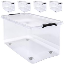 Deuba Aufbewahrungsbox 4er-Set Transparent 60x40x35cm 60L stapelbar