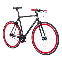 Galano Blade Fixie Fahrrad 28 Zoll Singlespeed 165 - 195 cm retro Urban Bike mit Flip Flop Nabe für Fixed Gear und Freilauf schwarz/rot 56 cm
