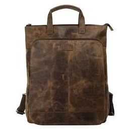 Cityrucksack BAGAN, Damen, Gr. B/H/T: 40cm x 30cm x 6cm, onesize, braun, Leder, Rindsleder, Rucks&auml;cke Cityrucksack, echt Leder