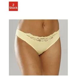 Slip Nuance, Damen, Gr. 40/42, 2 Stk., 2xzitrone, Microfaser, Obermaterial: 85% Polyamid, 15% Elasthan, k&ouml;rpernah, Unterhosen Slip, mit Spitzeneinsatz vorne