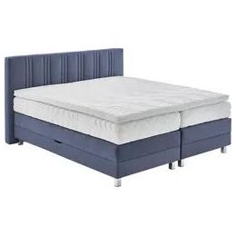Boxspringbett, blau (navy), B:195cm L:210cm, Bezug: 100% Polyester;Polsterung: 100% Polyester, Westfalia Schlafkomfort, Komplettbetten, Boxspringbett, wahlweise mit Bettkasten und Topper