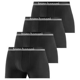 Boxer Bruno Banani "Boxershorts f&uuml;r Herren", Damen, Gr. S, 4 Stk., schwarz, Jersey, Obermaterial: 92% Baumwolle, 8% Elasthan (LYCRA), unifarben, Unterhosen, mit erhabenem Logo-Druck auf dem Bund