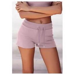 Shorts Lascana ACTIVE, Damen, Gr. M (40/42), N-Gr, rosa, Interlock, Obermaterial: 100% Baumwolle, unifarben, bequem kurz, Hosen Shorts, mit kleinen Seitenschlitzen