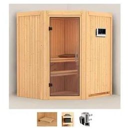 Sauna Karibu "Tomke", beige (naturbelassen), Saunaofen, externe Steuerung, 3,6 kW, Saunen, Ofen 3,6 kW externe Strg.easy