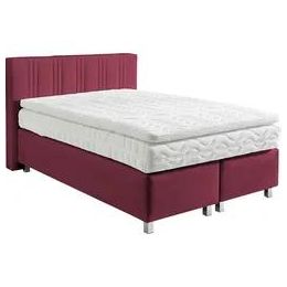 Boxspringbett, rot (bordeaux, rot), B:155cm L:210cm, Bezug: 100% Polyester;Polsterung: 100% Polyester, Westfalia Schlafkomfort, Komplettbetten, Boxspringbett, wahlweise mit Bettkasten und Topper