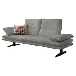 2-Sitzer W.Schillig "broadway", grau (grau s37), B:216cm H:94cm T:96cm, Stoff S37 (100% Polyester): Luxus-Microfaser in Lederoptik, Sofas, Sitztiefenverstellung, Kopfteil- & Seitenteilverstellung, Breite 216cm