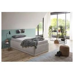Polsterbett "Texel", beige, B:126cm H:34cm L:206cm, Bezug Bett: Veloursstoff 100% Polyester oder Microfaser (100% Polyester);Bonnell-Federkernmatratze: 51% Polypropylen, 39% Polyester und 10% Baumwolle;Kaltschaummatratze: 100% Polyester, Bezug abnehm- und waschbar bis 60C;Kissenbezug: 100% Polyester, F&uuml;llung : 100% Polyester (Hohlfaser), Westfalia Schlafkomfort, Betten, Polsterbett, Standardh&ouml;he m
