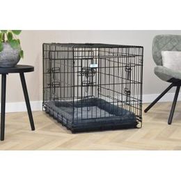 PfotenWunder® Hundekäfig klappbar 107*71*77.5cm, Hundetransportkäfig mit 2 Türen + 1 Abdeckung & 1 Trainingsbuch | Tiertransportbox, Hundetransportbox, Hundebox Auto, Drahtkäfig faltbar mit Bodenschale