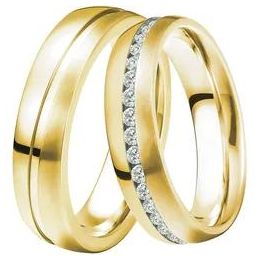 Trauring DOOSTI "Schmuck Geschenk Silber 925 Trauring Ehering Partnerring LIEBE" Gr. 58, gold (gelbgoldfarben), Fingerringe, Damen, 58,mit Zirkonia, Silber 925 (Sterlingsilber), 6mm, Trauring, wahlweise mit oder ohne Zirkonia