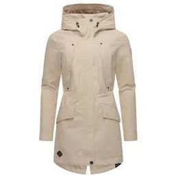 Regenmantel Ragwear "Begonia", Damen, Gr. S (36), beige (sand), Obermaterial: 100% Polyester; Innenfutter: 100% Polyester, figurumspielend Po-bedeckend, hoch geschlossener Ausschnitt, mit Kn&ouml;pfen,mit Umschlag,verstellbar Umschlagsaum mit Druckknopf, M&auml;ntel, Wasserdichter Damen &Uuml;bergangsmantel mit gro&szlig;er Kapuze