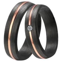 Trauring DOOSTI "Schmuck Geschenk CARBON Trauring Ehering Partnerring LIEBE" Gr. 54, rosa (schwarz, ros&eacute;goldfarben), Fingerringe, Damen, 54, ohne Zirkonia, Carbon, 5mm, Trauring, wahlweise mit oder ohne Zirkonia