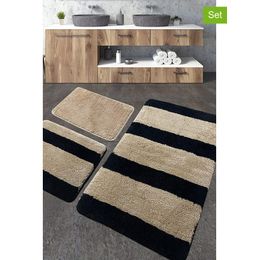 Elizabed 3er-Set: Badvorleger in Beige/ Schwarz - 65% | Heimtextilien-badematten