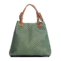 Lucca Baldi Leder-Henkeltasche "Fosdinovo" in Grün - (B)45 x (H)37 x (T)15 cm - 78% | Damen-taschen