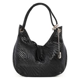 Anna Morellini Leder-Schultertasche "Concetta" in Schwarz - (B)38 x (H)34 x (T)19 cm - 77% | Damen-taschen