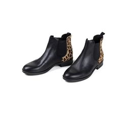 Anna Morellini Leder-Chelsea-Boots "Bernetta" in Schwarz/ Beige - 76% | Größe 37 | Stiefeletten