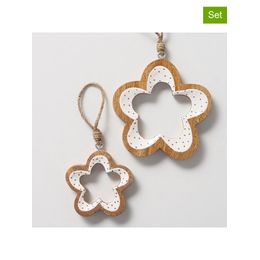 Boltze 2er-Set: Dekoanh&auml;nger "Teris" in Wei&szlig;/ Hellbraun - 20% | Wohndekoration