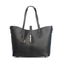 Lia Biassoni Leder-Schultertasche "Parma" in Schwarz - (B)40 x (H)27 x (T)14 cm - 74% | Damen-taschen