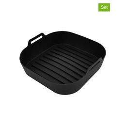 KITCHENCOOK 2er-Set: Hei&szlig;luftfritteusen-Backformen in Schwarz - (B)21 x (H)6 x (T)21 cm - 47% | Kuechenhelfer