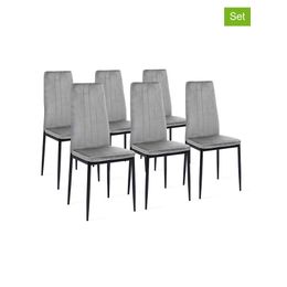 IDOMYA Factory 6er-Set: Stühle "Jade" in Hellgrau/ Schwarz - (B)39 x (H)96 x (T)41,5 cm - 70% | Sitzmoebel