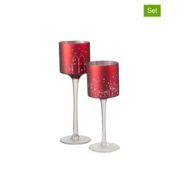 Boltze 2er-Set: Windlichter ''Little Town'' in Rot - 38% | Kerzen-vasen