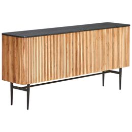 Landscape Sideboard, Schwarz, Akazie, Holz, Metall, Stein, Akazie, Holz, 1 F&auml;cher, 2 Schublade(n) Schubladen, 170x80x40 cm, stehend, Holzm&ouml;bel, Kleinm&ouml;bel Holz, Holzkommoden, Sideboards Holz