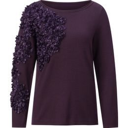 CR&Eacute;ATION L Damen Langarm-Pullover im wertigen Mix aus Viskose und Lyocell aubergine Gr&ouml;&szlig;e 40