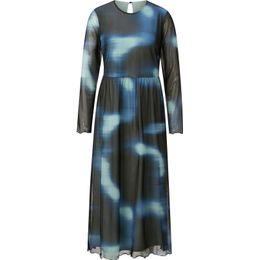 CRÉATION L Damen A-Linien-Kleid mit transparenten Ärmeln marine-kalkmint-bedruckt Größe 40