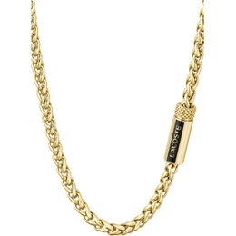 Edelstahlkette Lacoste "SPELT, 2040340, 2040341", gold (gelbgoldfarben, grün), Halsketten, Herren, Edelstahl, L: 56 B: 4mm, mit Emaille, B:4mm