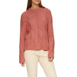 Strickpullover s.Oliver, Damen, Gr. 40, rosa (schwarz blush), Strick, Obermaterial: 47% Polyacryl, 28% Polyester, 25% Wolle, Strukturmuster, regular fit taillenbedeckt, Rundhals, Rippbündchen, Pullover, mit Strukturmuster