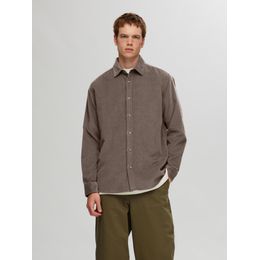 Langarmhemd Selected Homme "SLHREGOWEN-CORD SHIRT LS NOOS", Herren, Gr. XXL, N-Gr, braun (morel), Web, Obermaterial: 100% Baumwolle, unifarben, regular fit normal, Aufschlag, Hemden