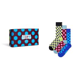 Langsocken Happy Socks, Herren, Gr. 36 (40), blau (navy), Baumwollmischung, Diamant-Muster, gepunktet, gestreift, mehrfarbig, normal, Socken